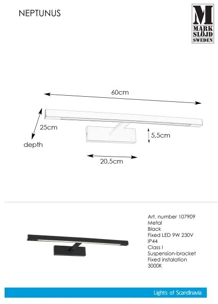 Markslöjd 107909 - LED Koupelnové osvětlení zrcadla NEPTUNUS LED/9W/230V IP44