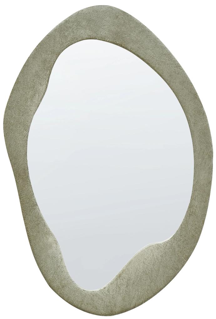 Nástěnné sametové zrcadlo 59 x 90 cm zelené LENAX Beliani