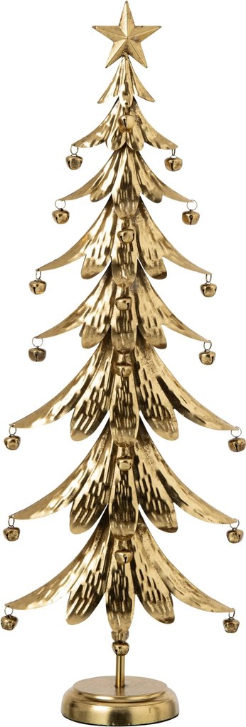 Zlatý veliký kovový stromek s rolničkami Christmas Tree XL – 25*13*78,5 cm