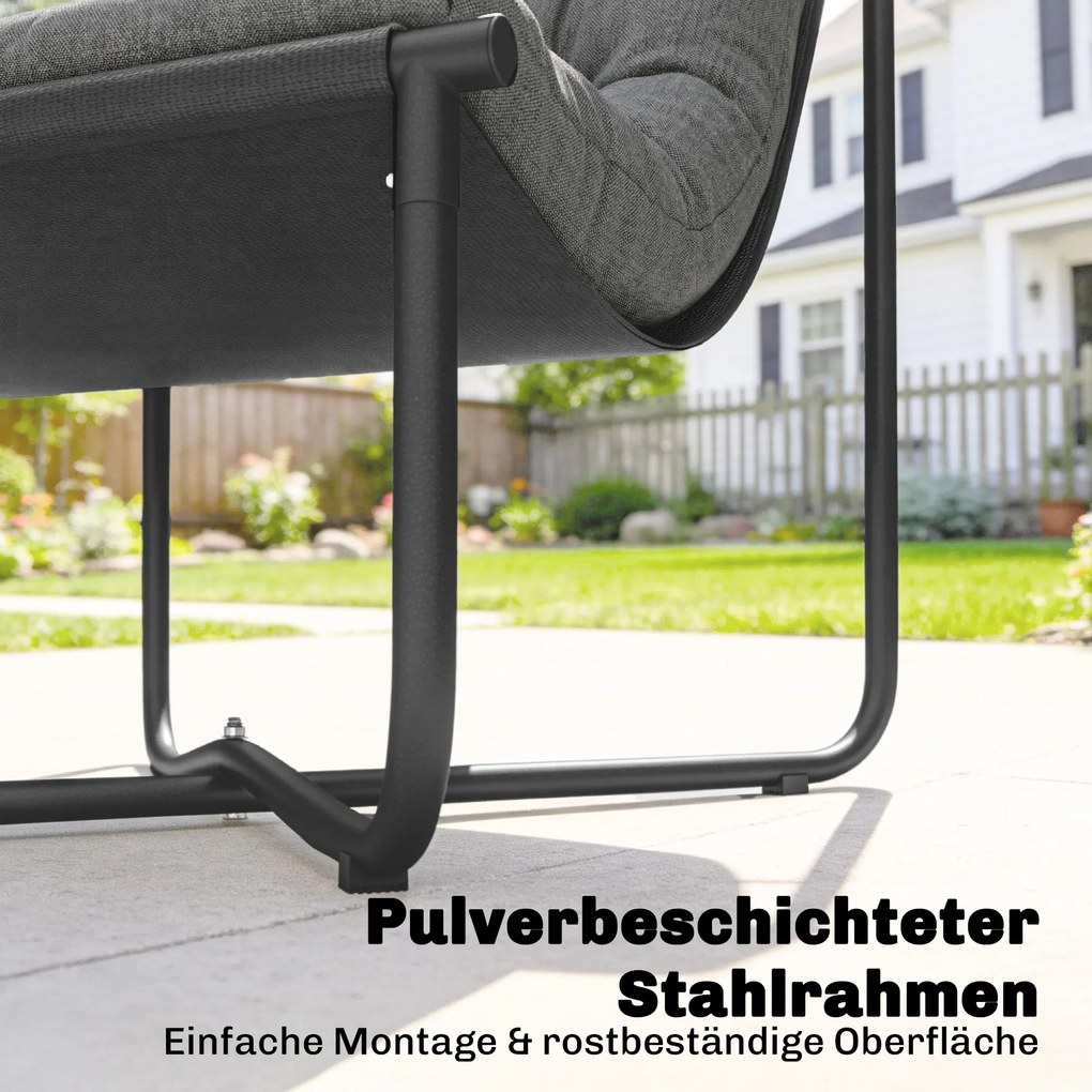 Lounge chair Outdoor Ergonomická zahradní židle s polštářem šetrným k pokožce Široký sedák Ocelový rám Tmavě šedá barva