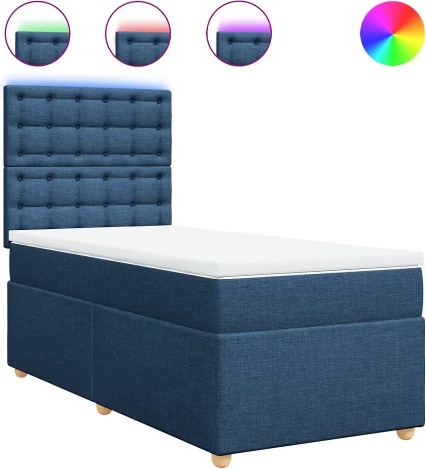 Box spring postel s matrací modrá 80x200 cm textil 3293427