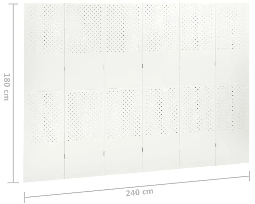 6dílný paraván bílý 240 x 180 cm ocel,  335905