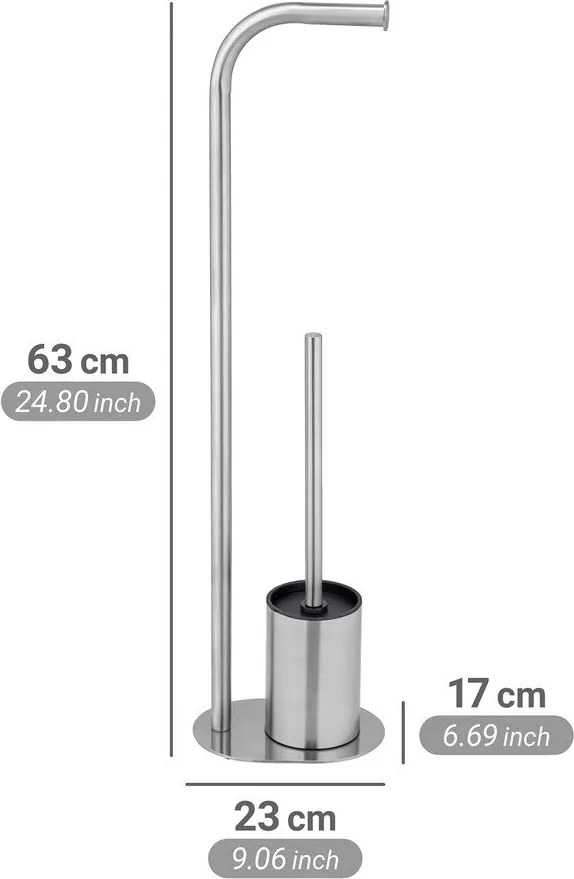 Stojan na toaletní papír se štětkou z nerezové oceli v matně stříbrné barvě Levante – Wenko