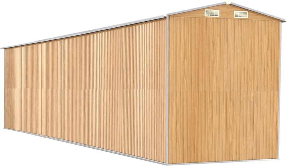 Zahradní kůlna světle hnědá 192x855x223 cm pozinkovaná ocel 3147479