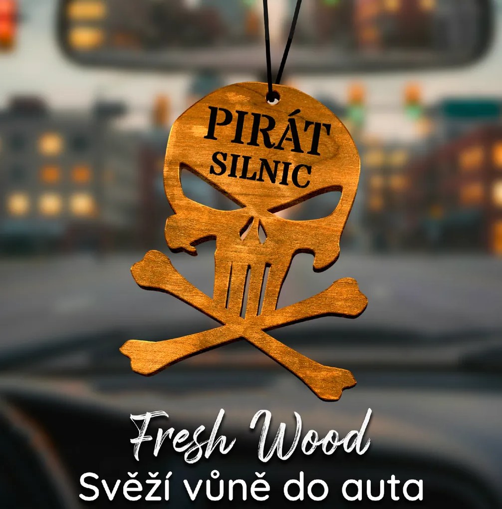 Ahome CZ Dřevěná vůně do auta – Pirát silnic