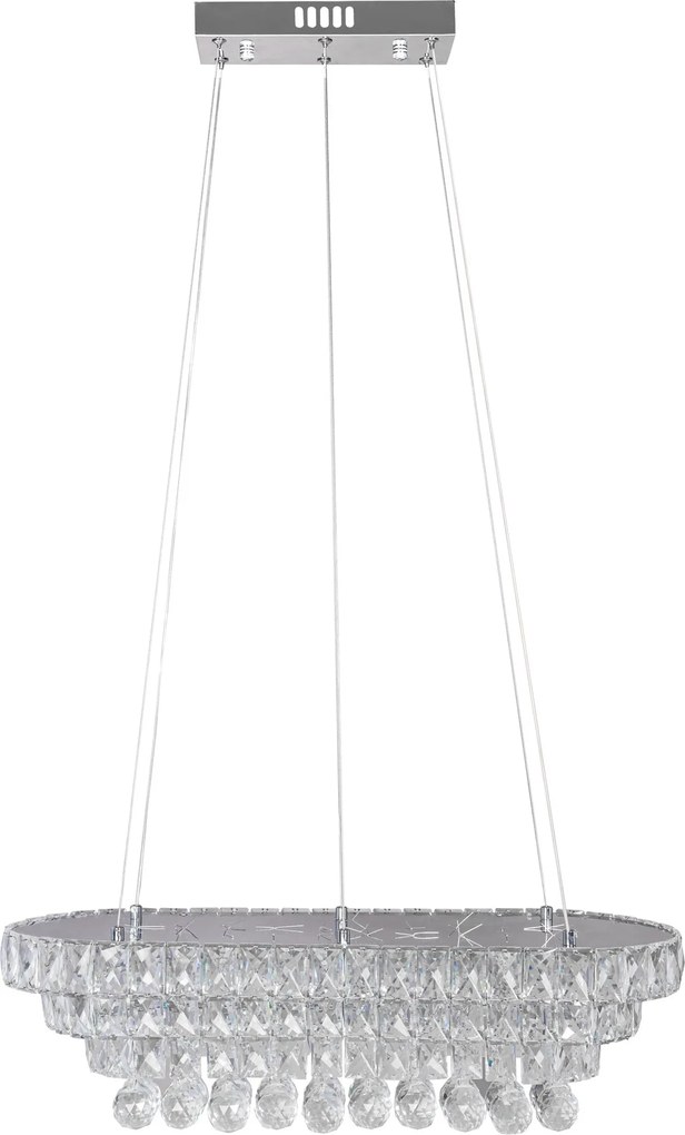 Toolight Toolight, Křišťálové závěsné stropní svítidlo LED 102W + dálkové ovládání APP417-CP, chromová, OSW-65015