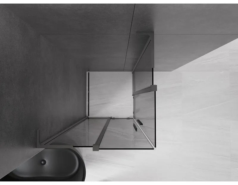 Mexen Velar L Duo, sprchový kout s posuvnými dveřmi 100 x 100 cm, 8mm šedé sklo, broušený grafit, 871-100-100-02-43-95
