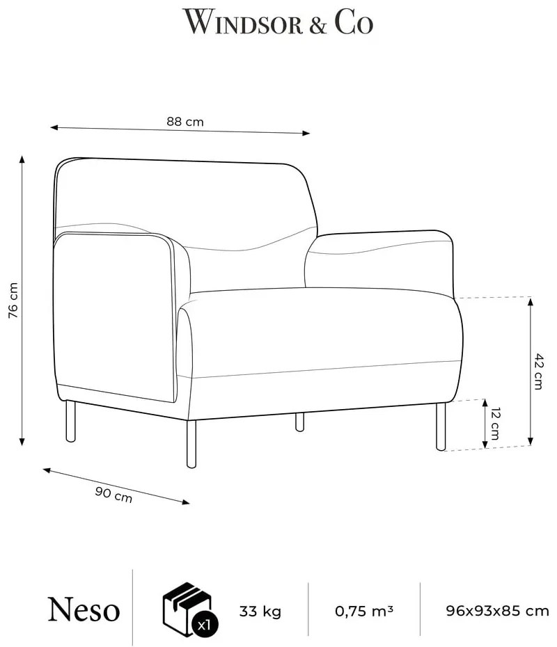 Světle šedé křeslo Windsor &amp; Co Sofas Neso