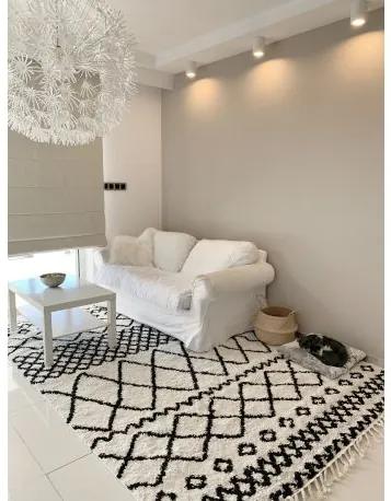 koberec BERBER SAFI N9040, bílo černý střapce, Maroko Shaggy velikost 80x250 cm | krásné koberce cz
