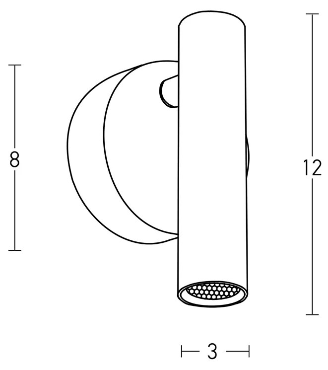 Zambelis H48-B nástěnné LED svítidlo matně černé, 3W, 3000K, 12cm