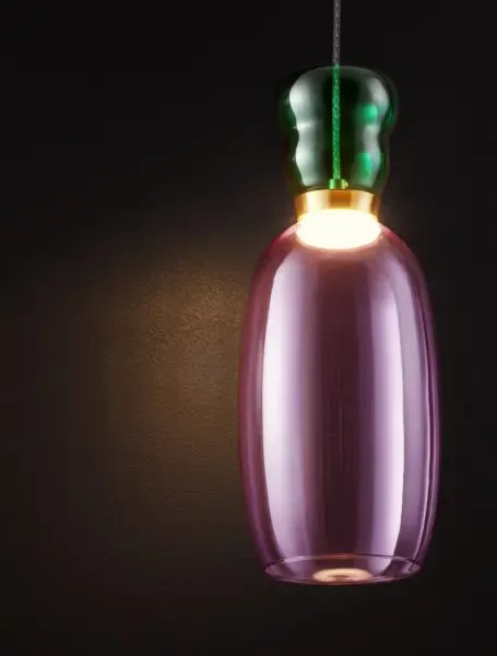 Designový lustr Pluma fialová