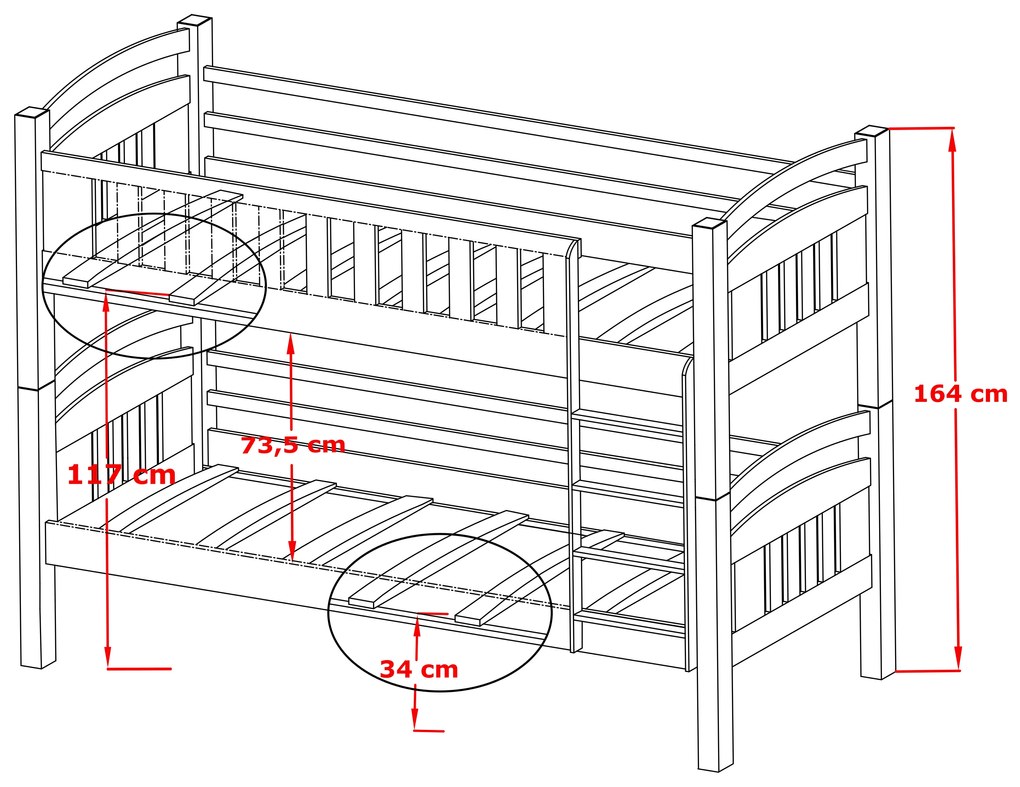 Dětská postel 90 cm Irwin (s roštem a úl. prostorem) (borovice). 1013473