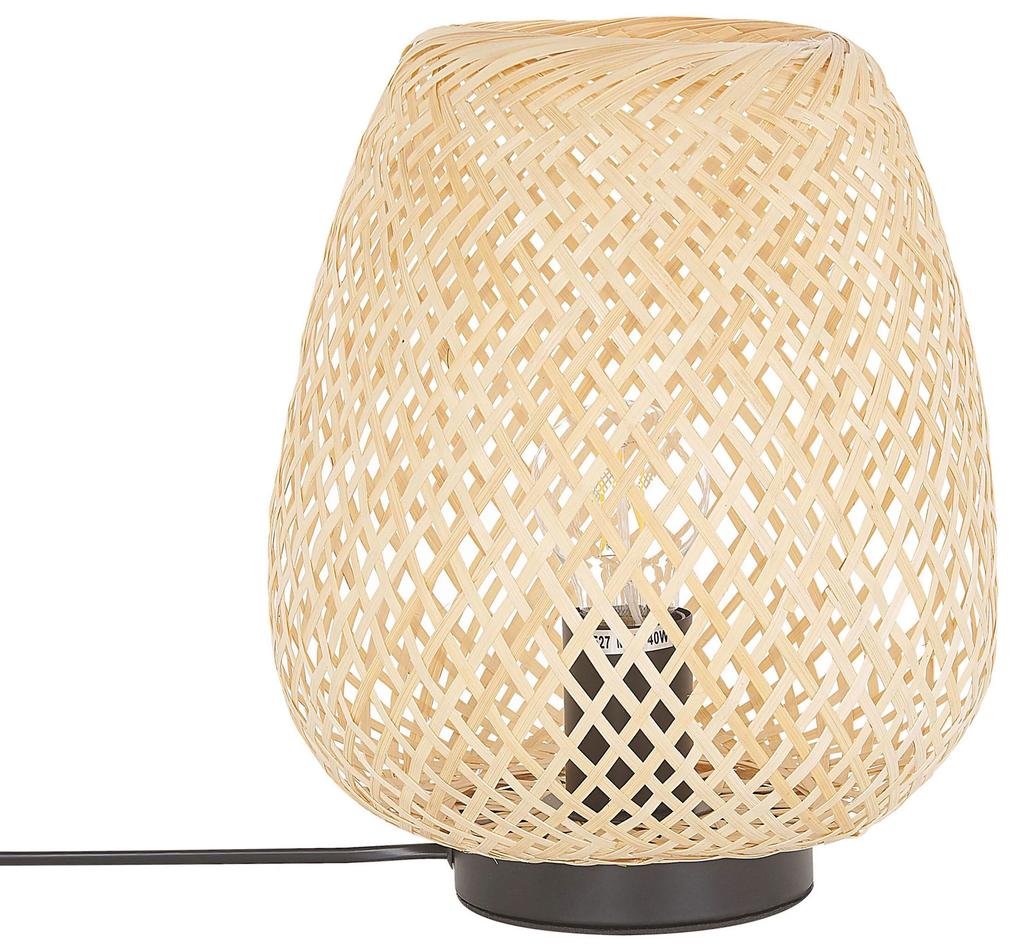 Bambusová stolní lampa světlé dřevo BOMU Beliani