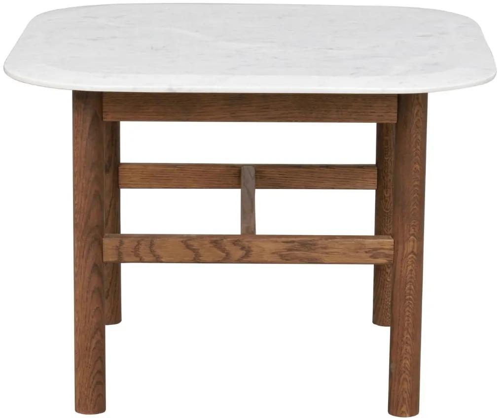 OnaDnes -20% Bílý mramorový konferenční stolek ROWICO HAMMOND 62 x 62 cm s hnědou podnoží