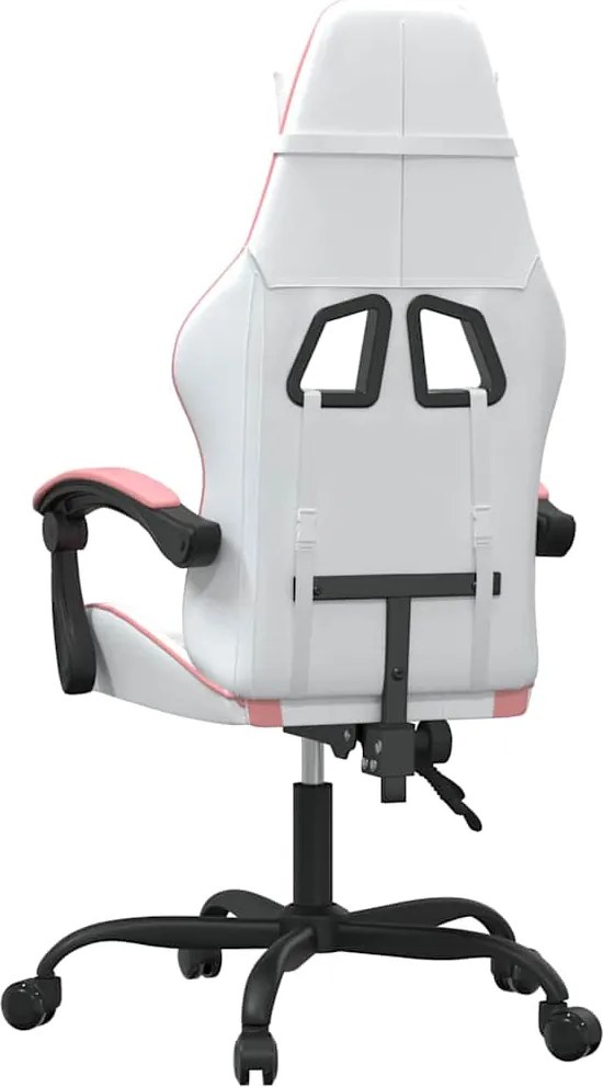 Herní židle bílá a růžová umělá kůže 3143899