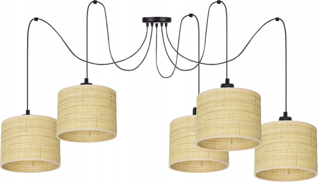 Závěsná Ratanová Stropní Lampa Boho Pavouk Spider Abażur Rattan Polsko Led
