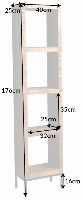 Designový regál Thunder 176 x 40 cm mango