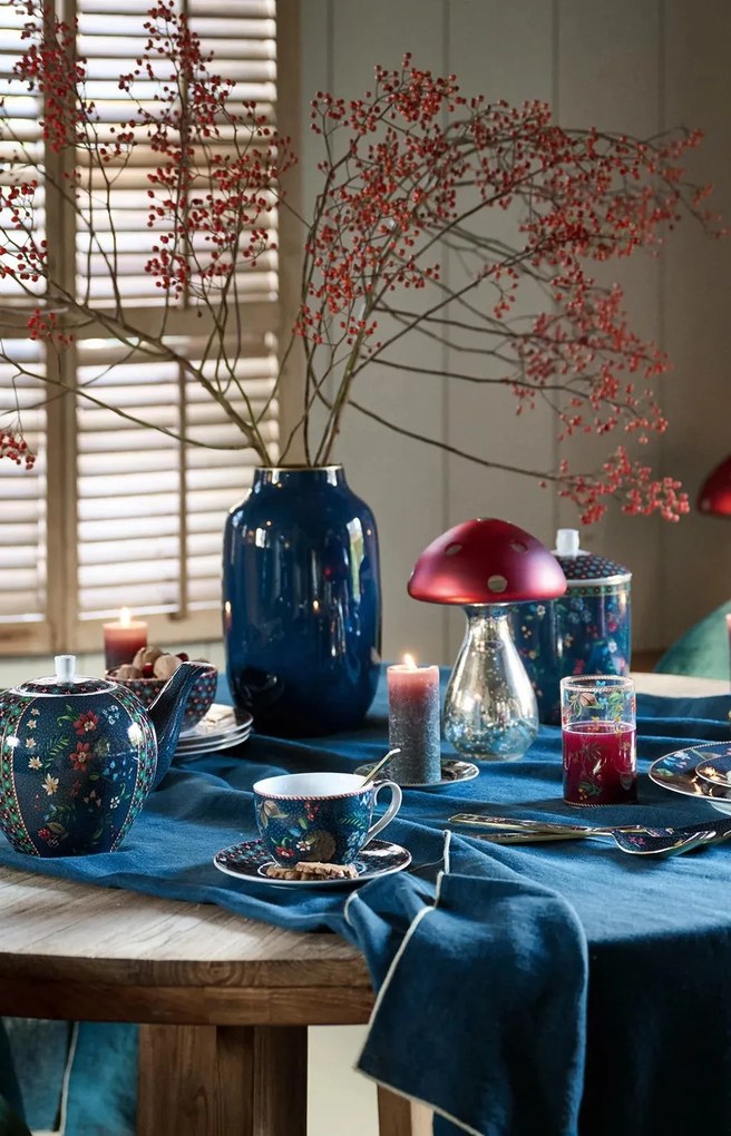 Pip Studio Berry Blues sada 2ks šálků s podšálky 270ml, modré (sada 2ks cappuccino šálků s podšálky)