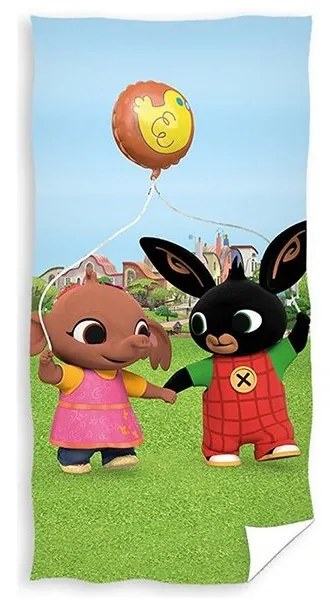Carbotex Dětská osuška 70 × 140 cm ‒ Zajíček Bing a Sula s pouťovým balónkem