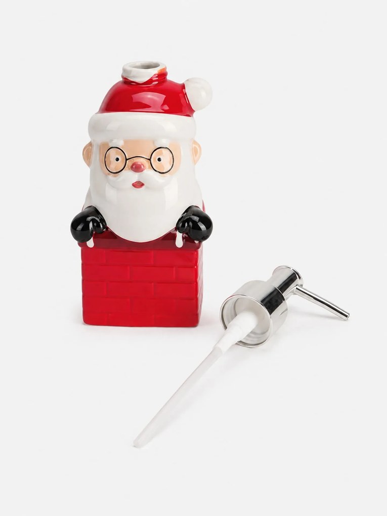 Sinsay - Vánoční keramický dávkovač mýdla ve tvaru Santa Clause v komíně - červená