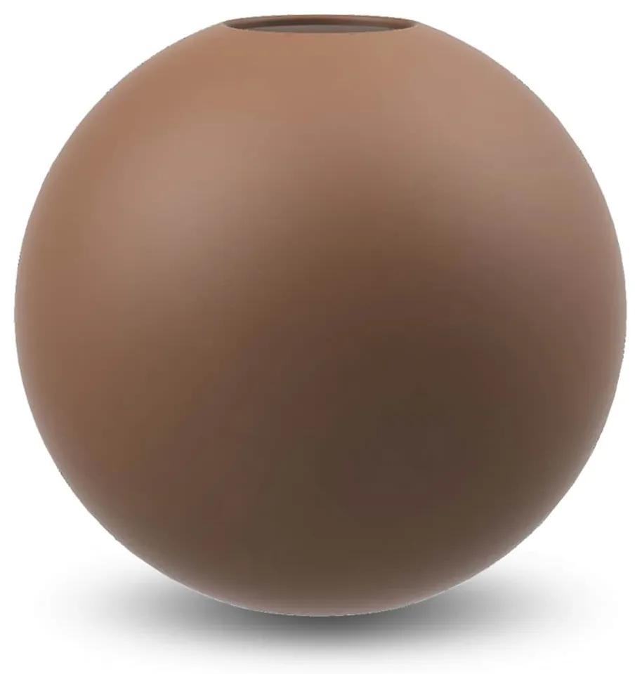 COOEE Design Kulatá váza Ball Coconut 20 cm, hnědá barva, keramika