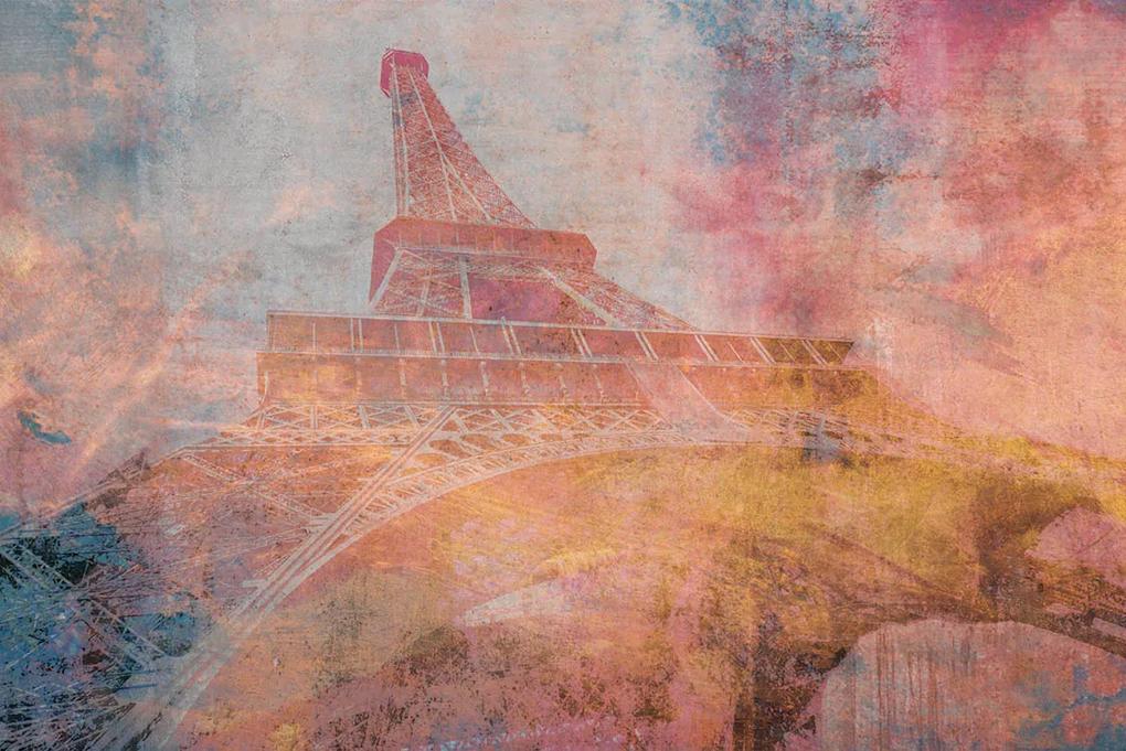 DIMEX | Vliesová fototapeta Abstrakt Eiffelova věž II. MS-5-0376 | 375 x 250 cm| oranžová, růžová, vícebarevná
