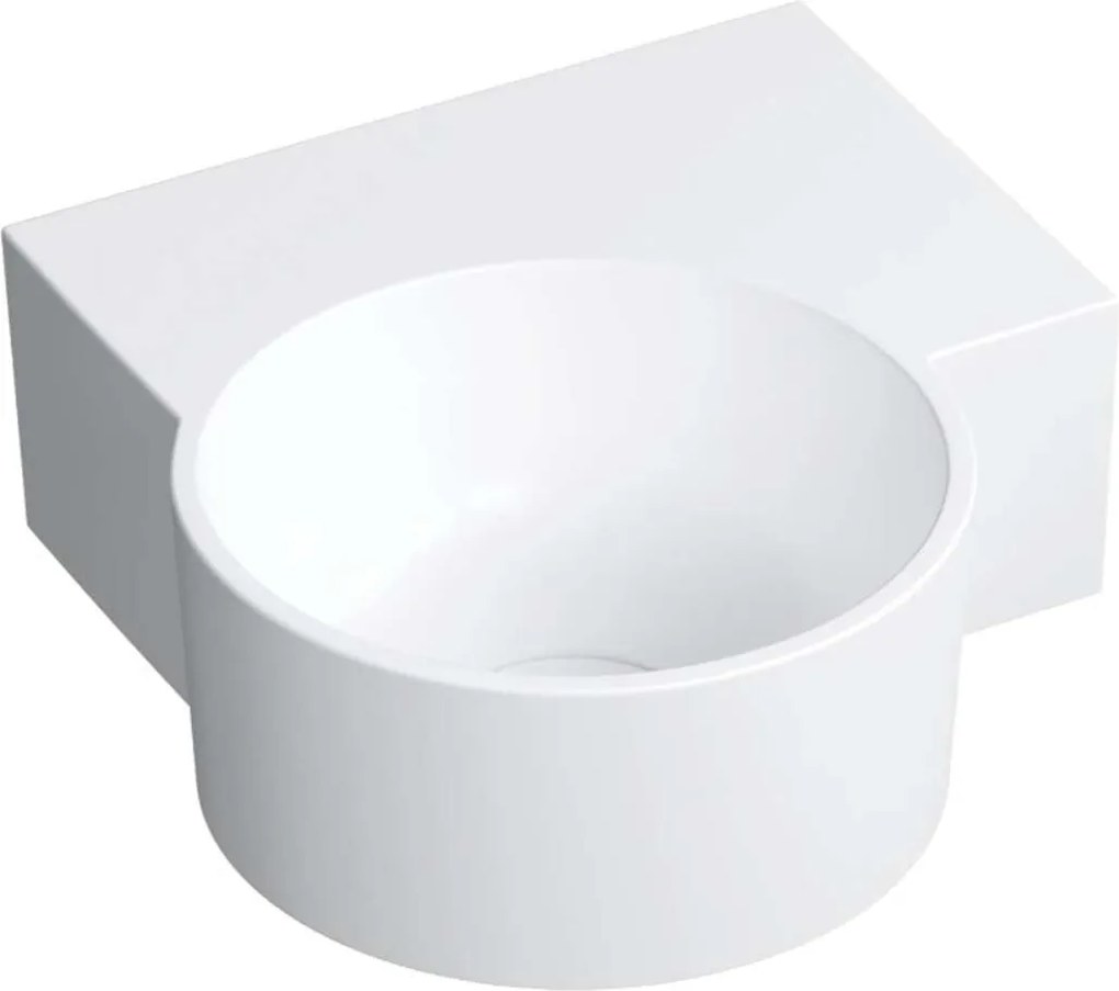 OMNIRES Ovo M+ - Umývátko 34x35 cm, bez přepadu, bez otvoru pro baterii, pravé, matná bílá OVO335UWPBM