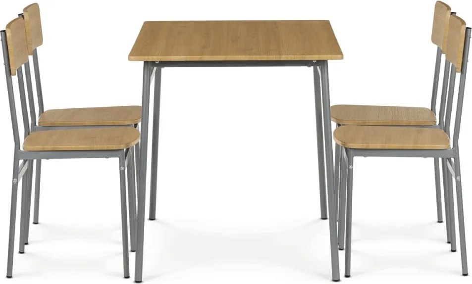 Jídelní set s 4 židlemi AUT-O2156 OAK, mdf, divoký dub (110 x 70) cm bílá