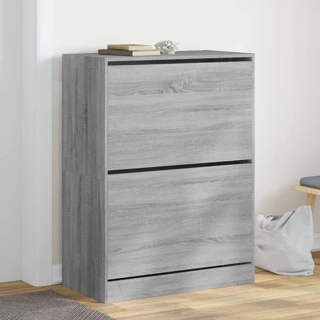 Botník se 2 výklopnými zásuvkami šedý sonoma 80 x 42 x 108 cm 3214404