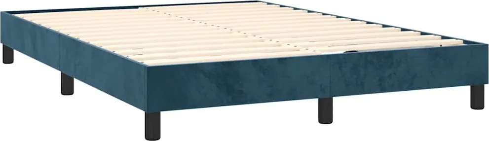 Box spring postel s matrací a LED tmavě modrá 140x190 cm samet 3134643