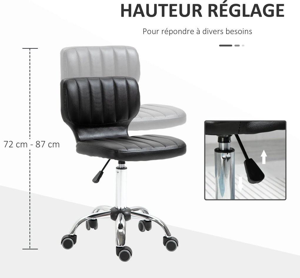 HOMCOM Kolektivní Stolička - 360° otočná pracovní stolička - ergonomická stolička - nastavitelná výška sedáku 47-62 cm - polstrovaný syntetický povrc…