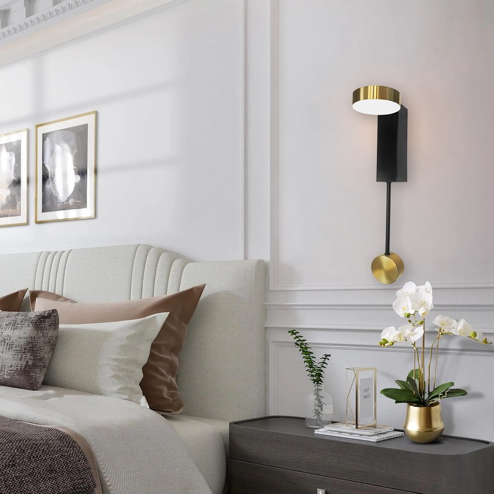 Toolight Toolight, LED nástěnné svítidlo, 13W, APP1600-W, černá-zlatá matná, OSW-01592