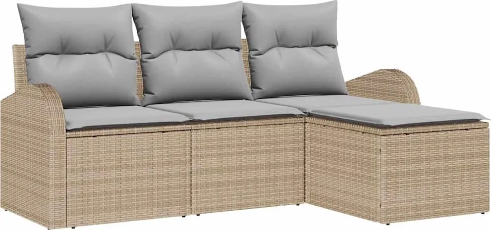 Set pohovek 4 ks Béžová a Světle šedá polyratan 3354659