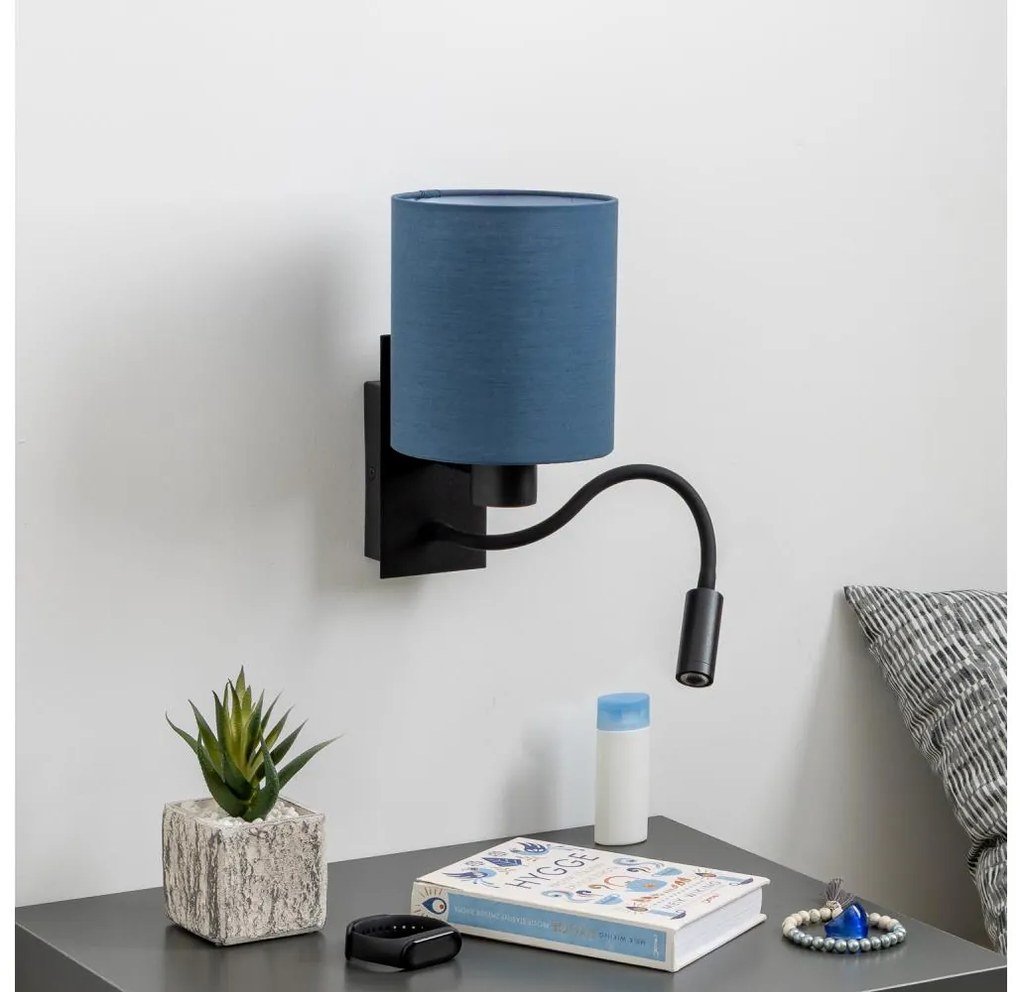 Brilagi - LED Nástěnná lampa NUBILA 1xE27/25W/230V+ LED/3W černá/tmavě modrá BG1558+BG1575