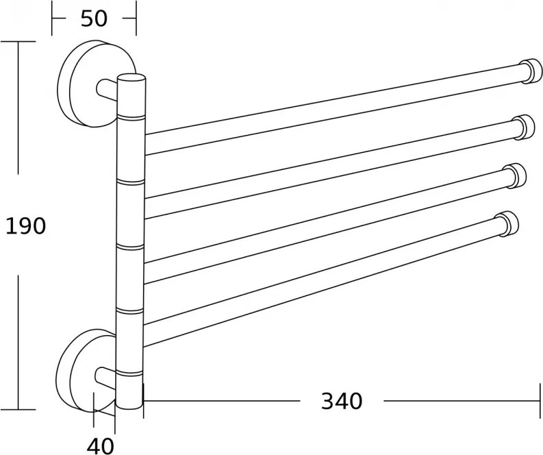 Mexen příslušenství, držák na ručníky, otočný, zlatá matná, 7039244-50
