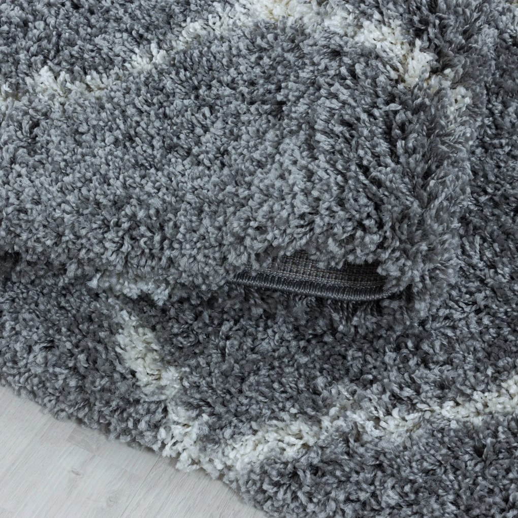 Ayyildiz, Kusový koberec Alvor Shaggy 3401 grey kruh, 80x80 (průměr) kruh, šedá, ložnice