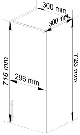 Horní kuchyňská skříňka LIMA W30 D1 H720 bílá / dub sonoma