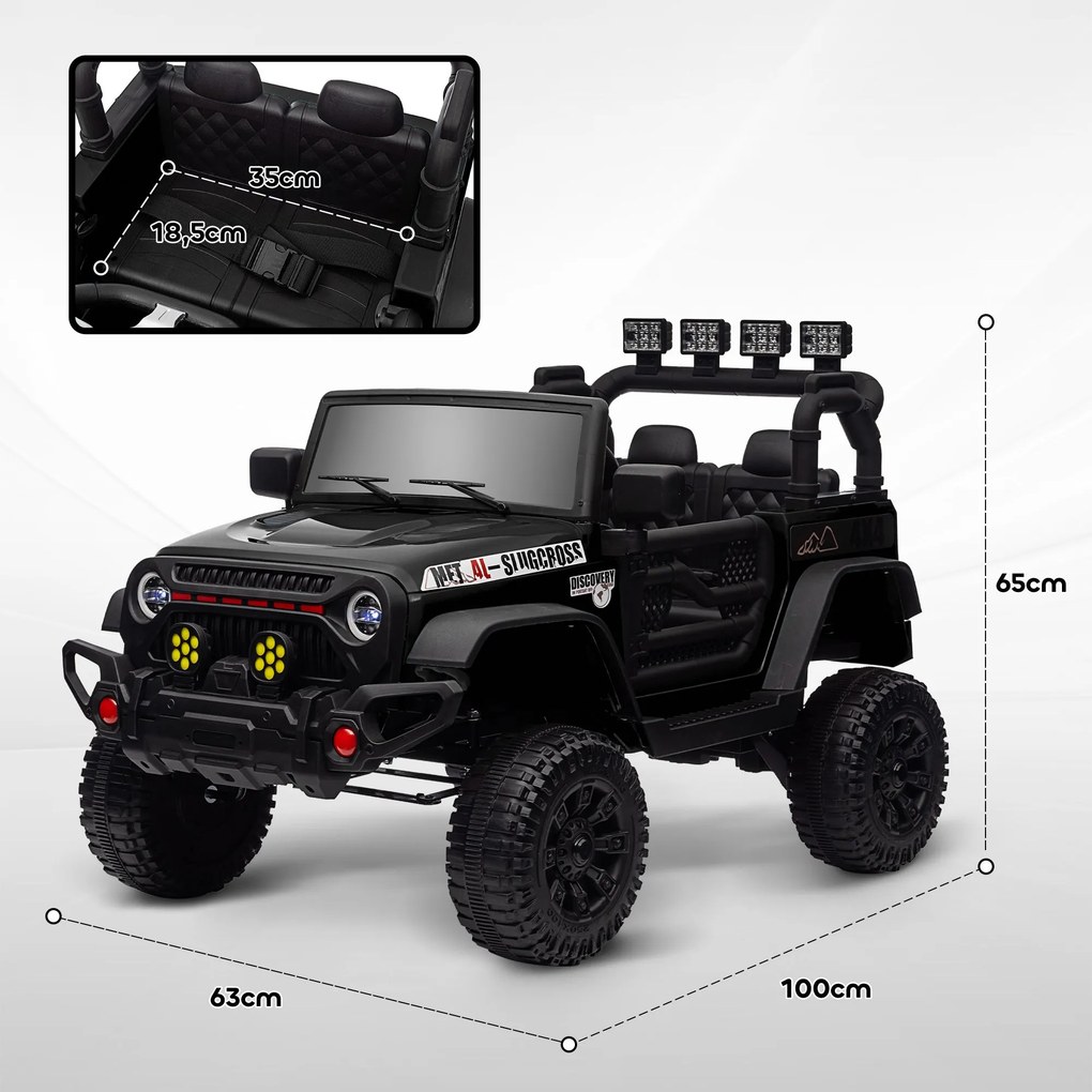 Dětské elektrické auto AIYAPLAY pro děti od 3 let - Off-Road bateriové 12V elektrické auto s dálkovým ovládáním, tlumicími koly, Bluetooth, LED světl…
