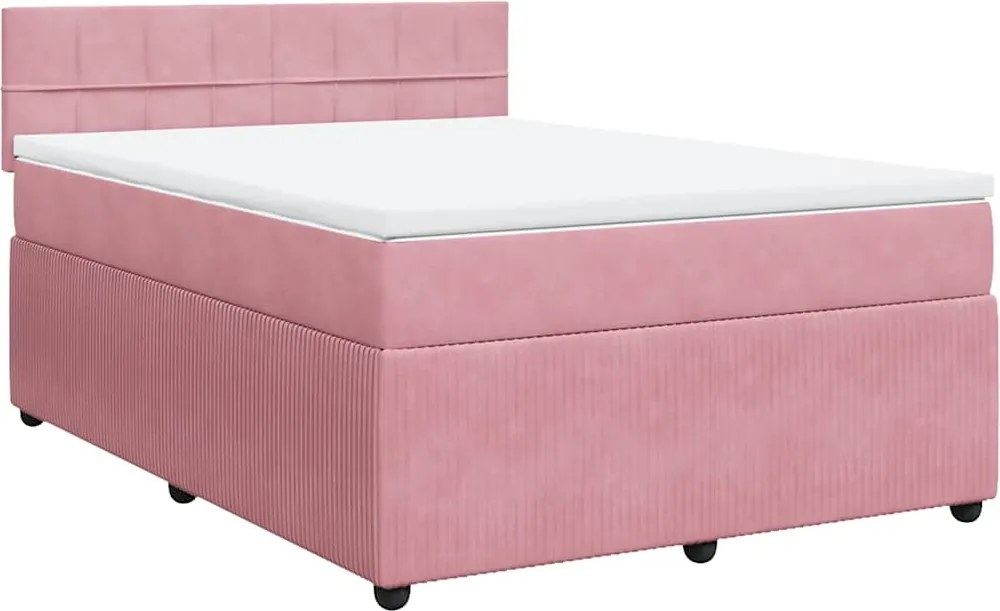 Box spring postel s matrací růžová 160x200 cm samet 3290087