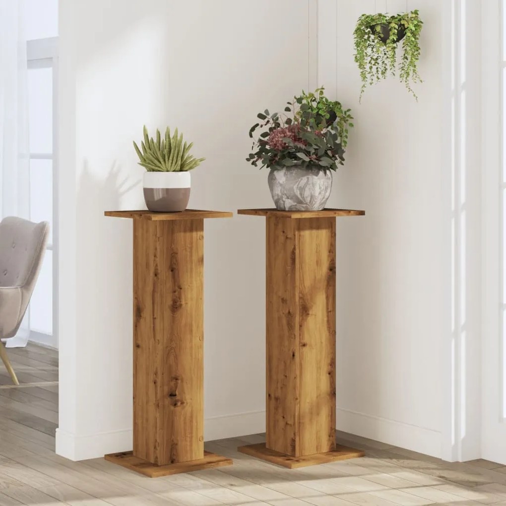 Stojany na rostliny 2 ks dub artisan 30 x 30 x 80 cm kompozit 3307872