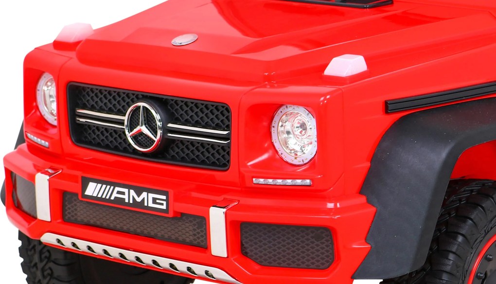 Ramiz Mercedes G63 AMG elektrické autíčko pro děti červené + dálkové ovládání + 6 EVA kol + pomalý start + MP3 + LED