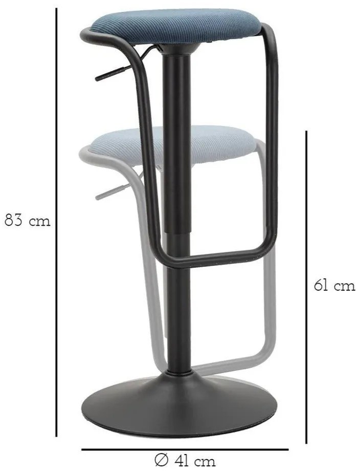 Čalouněná barová stolička s nastavitelnou výškou v petrolejové barvě/černá (výška sedáku 61 cm) Destiny – Mauro Ferretti