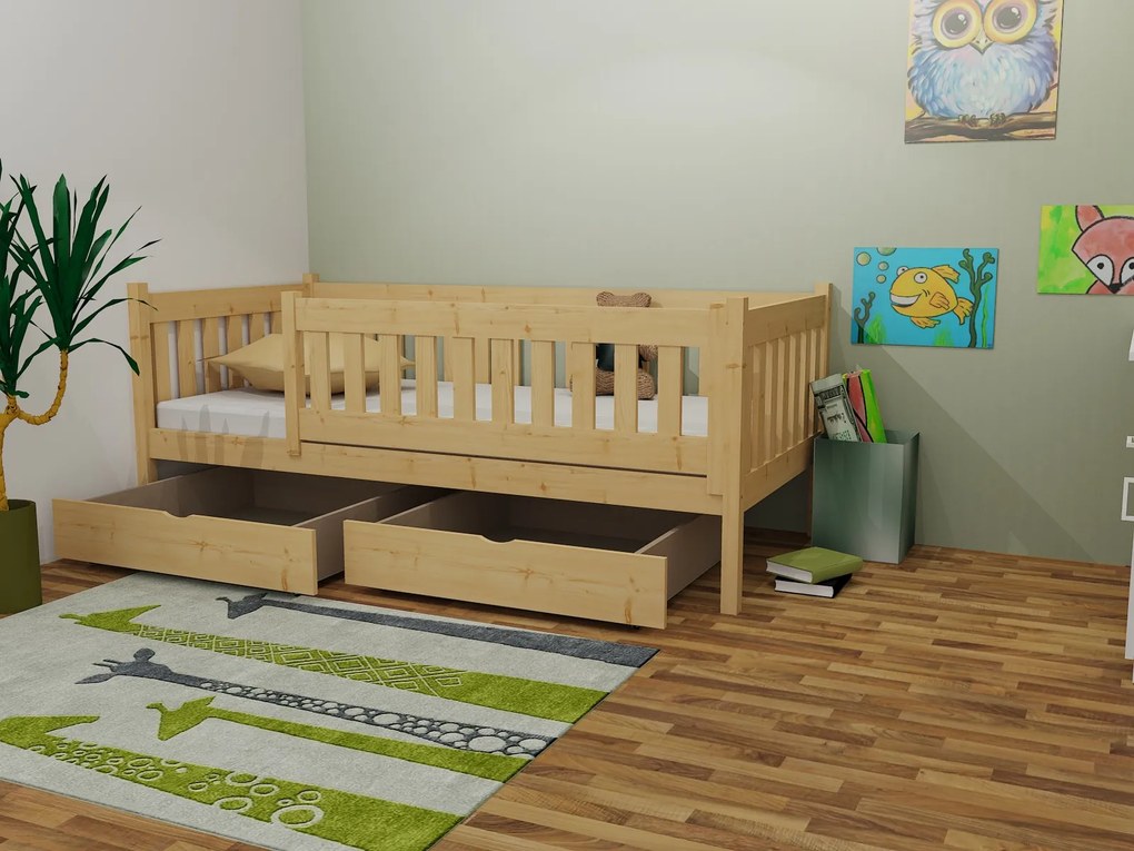 Vomaks Dětská postel M 012 NEW* se zábranou Rozměr: 70 x 160 cm, Barva: bezbarvý lak