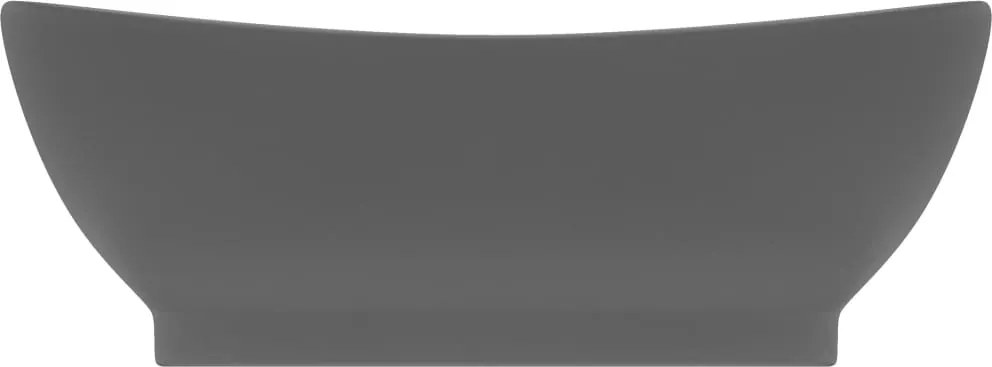 Luxusní umyvadlo přepad oválné tmavě šedé 58,5 x 39 cm keramika 146939