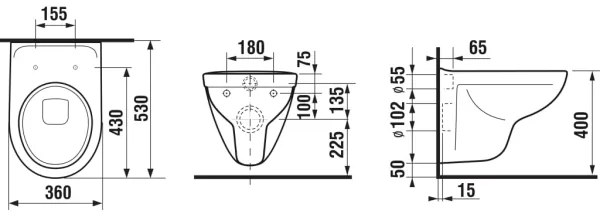 JIKA H8663810000001- Závěsné WC + záchodové prkénko LYRA duroplast/bílá