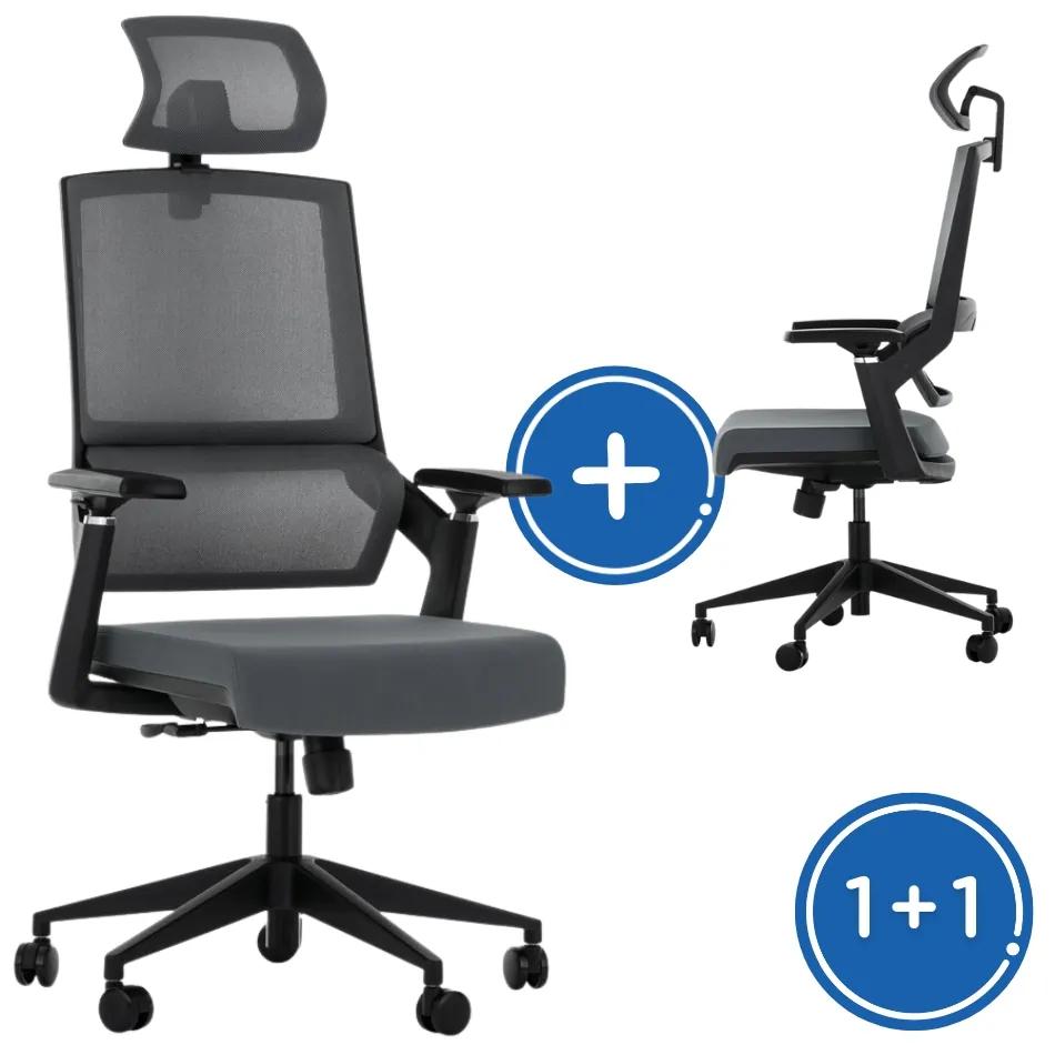 Kancelářská židle Soldado 1 + 1 ZDARMA, šedá / černá