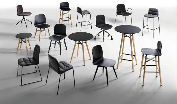 MIDJ - Výškově stavitelná dřevěná židle LIÙ na kolečkách
