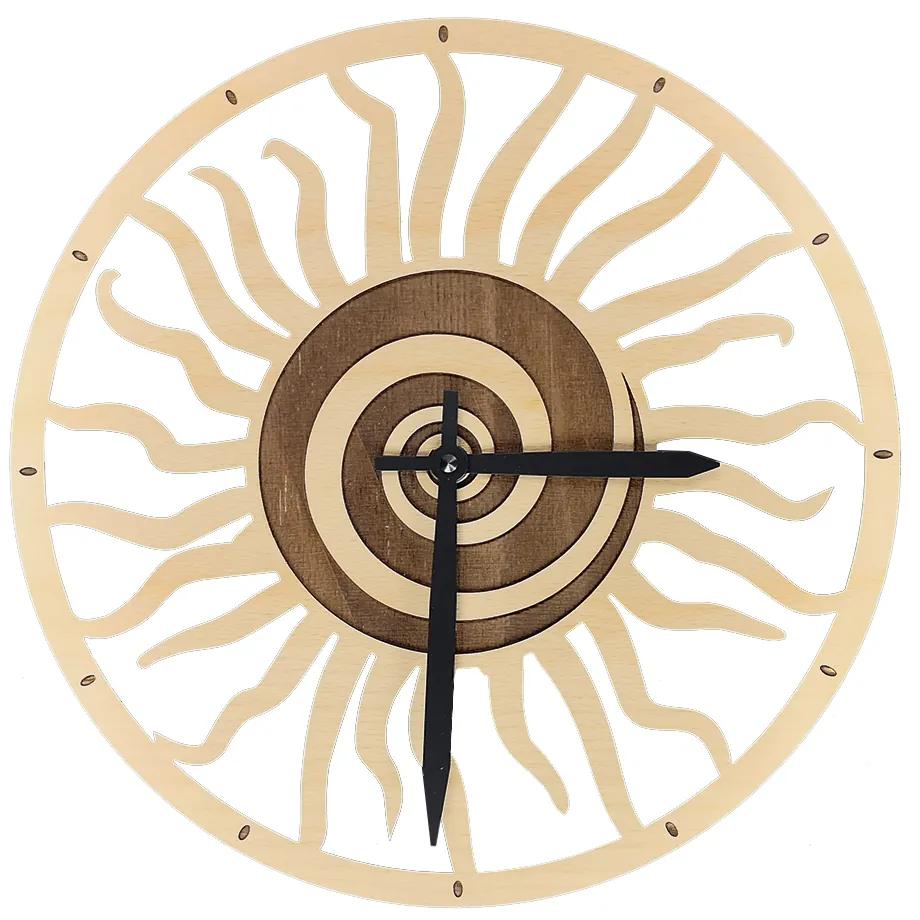 AMADEA Dřevěné nástěnné hodiny slunce v kruhu, 30cm