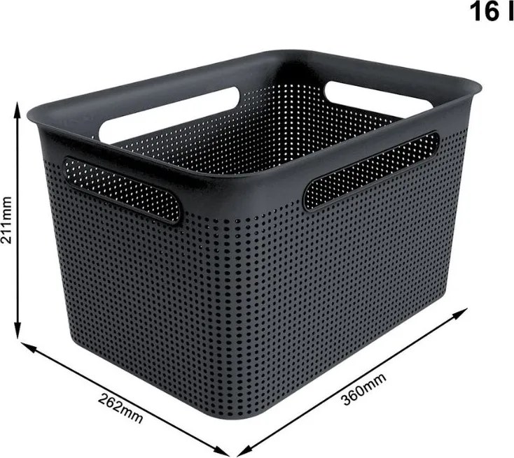 Rotho Úložný box s víkem a s madly BRISEN 16l, 36x26,2x21cm, černý