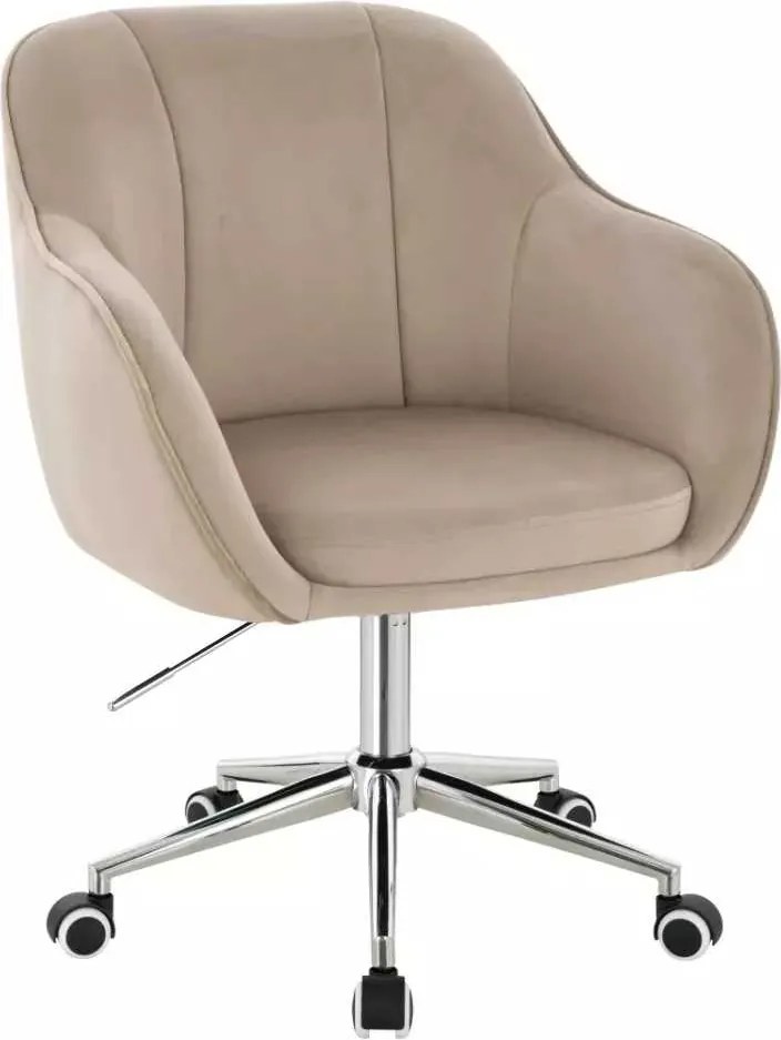 LuxuryForm DESIGN Otočná židle AVOLA VELUR na stříbrné podstavě s kolečky - latte